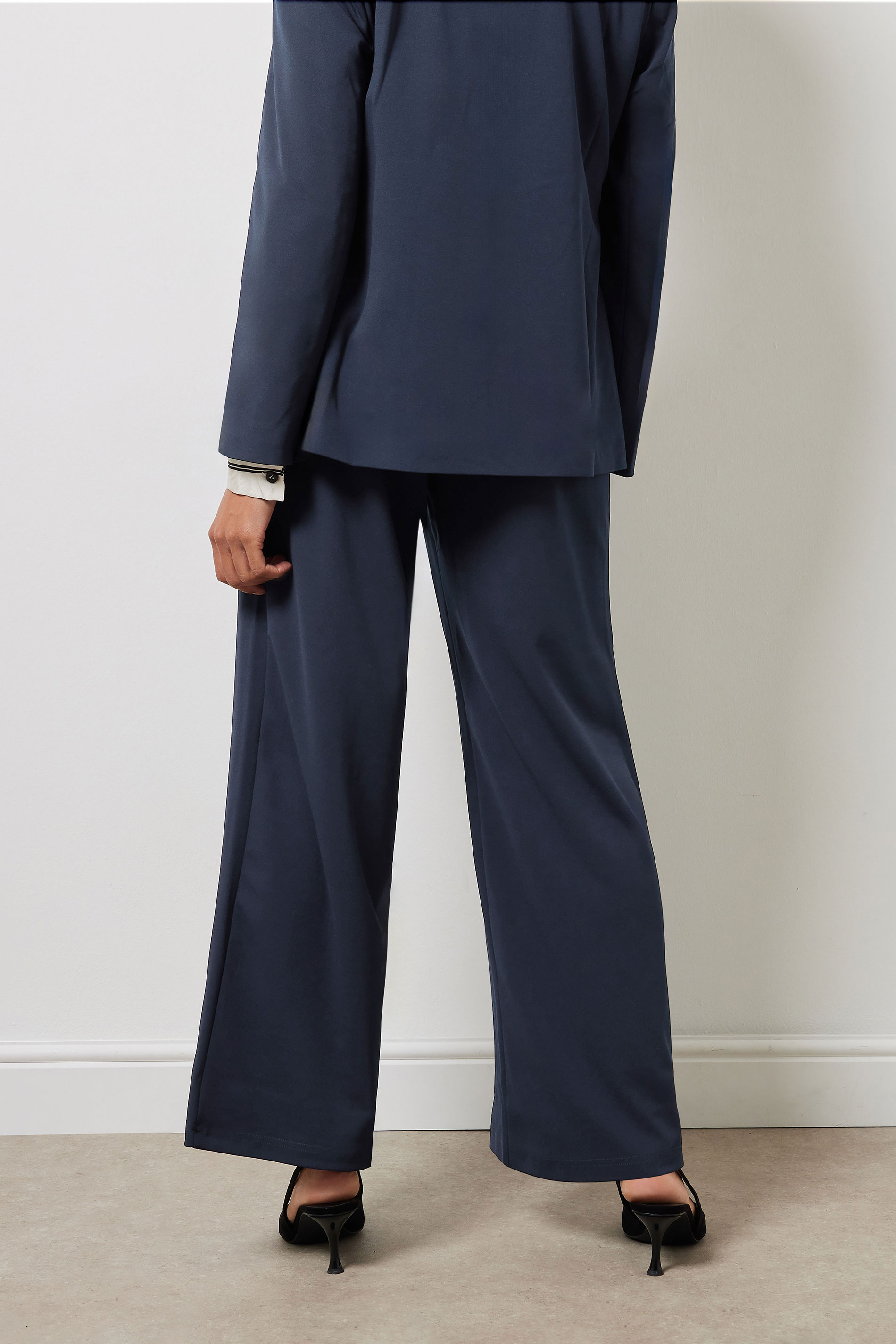 M&Co Navy Blue Scuba Wide Leg Trousers | M&Co