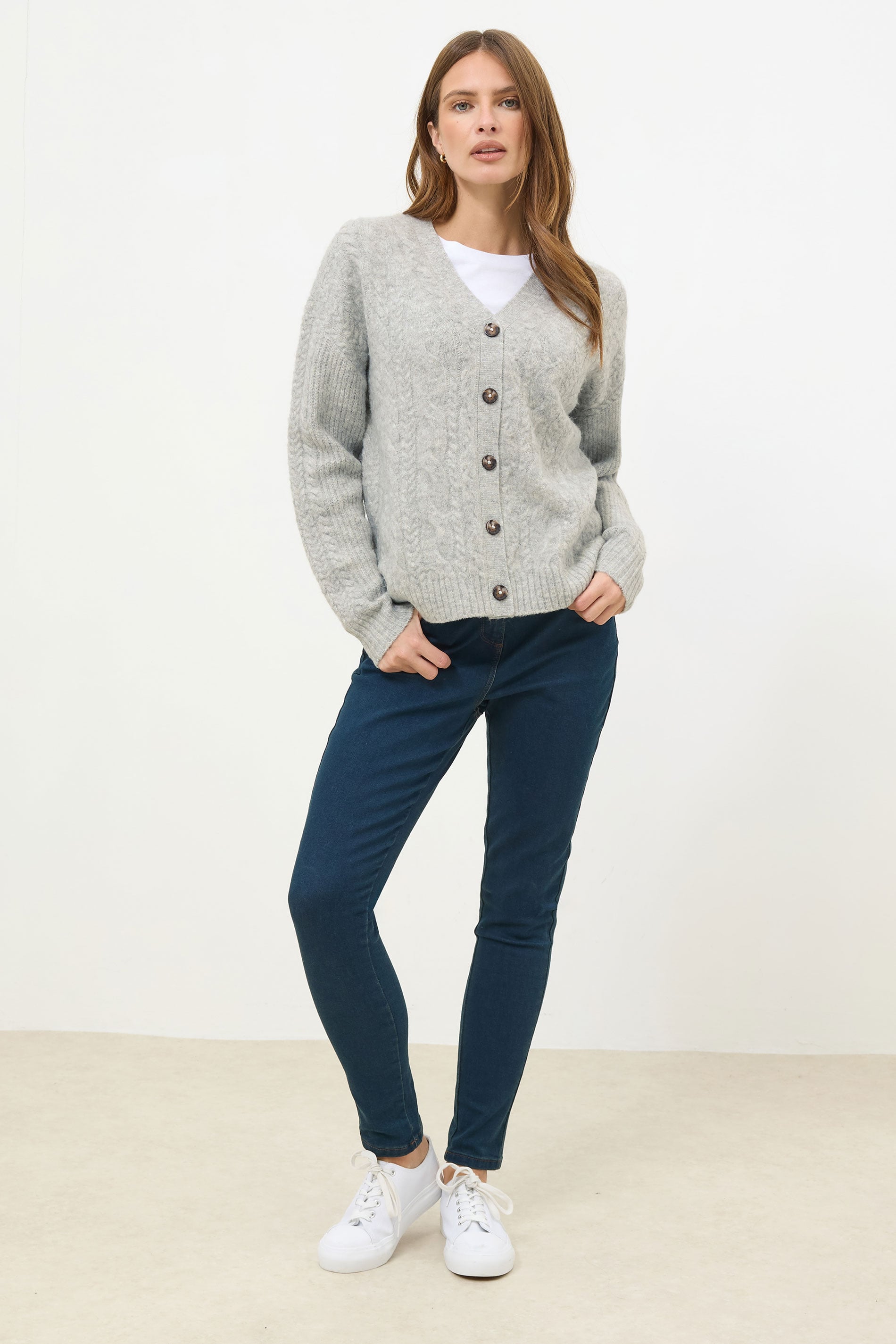 M&Co Grey Button Up Cable Knit Cardigan | M&Co
