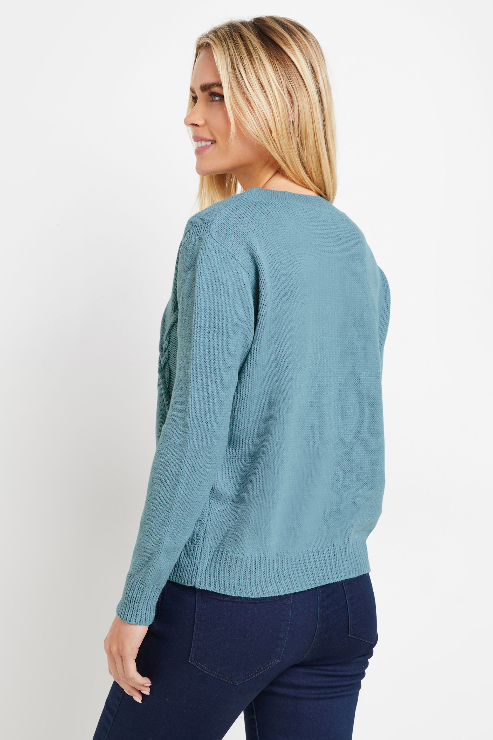 M&Co Petite Blue Cable Knit Jumper | M&Co