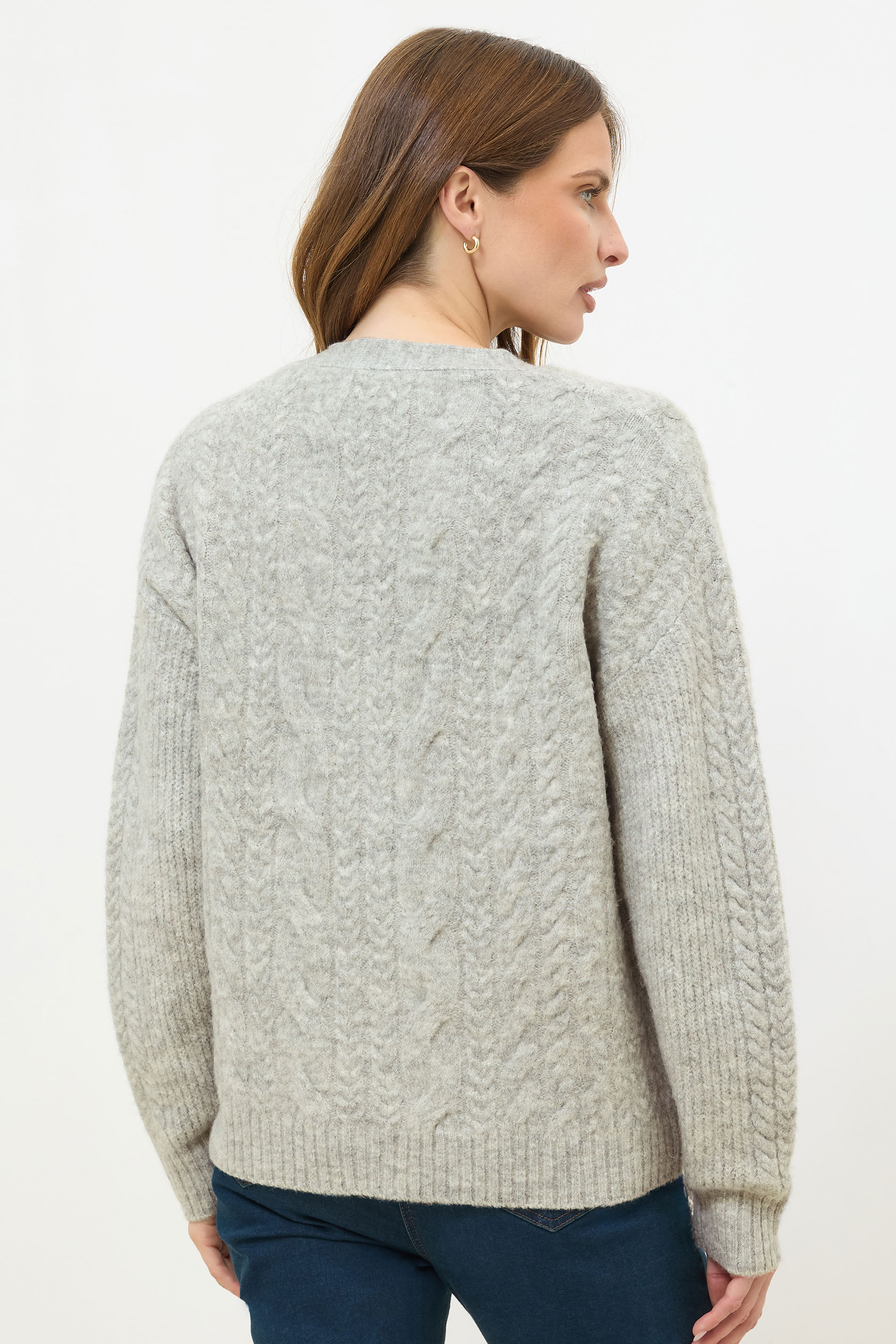 M&Co Grey Button Up Cable Knit Cardigan | M&Co