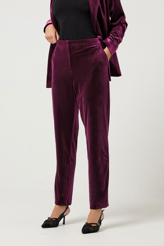 M&Co Berry Red Tapered Velvet Trousers | M&Co