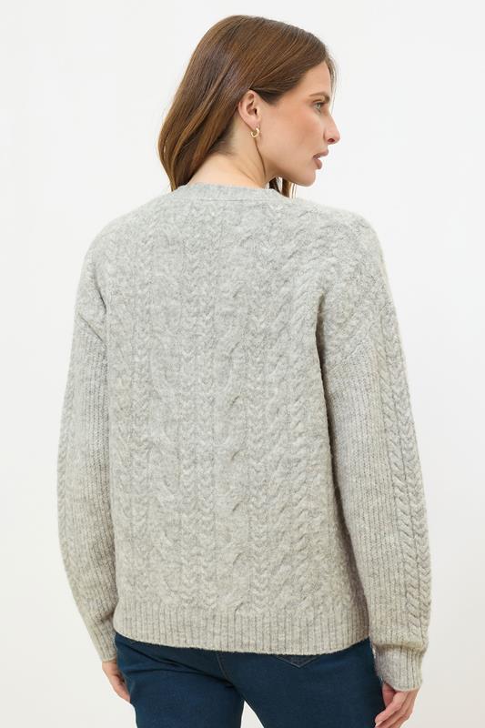 M&Co Grey Button Up Cable Knit Cardigan | M&Co