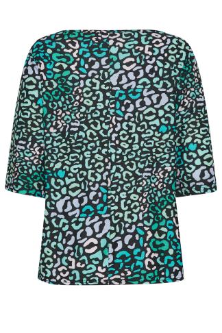 M&Co Blue Leopard Print Tie Front Top | M&Co