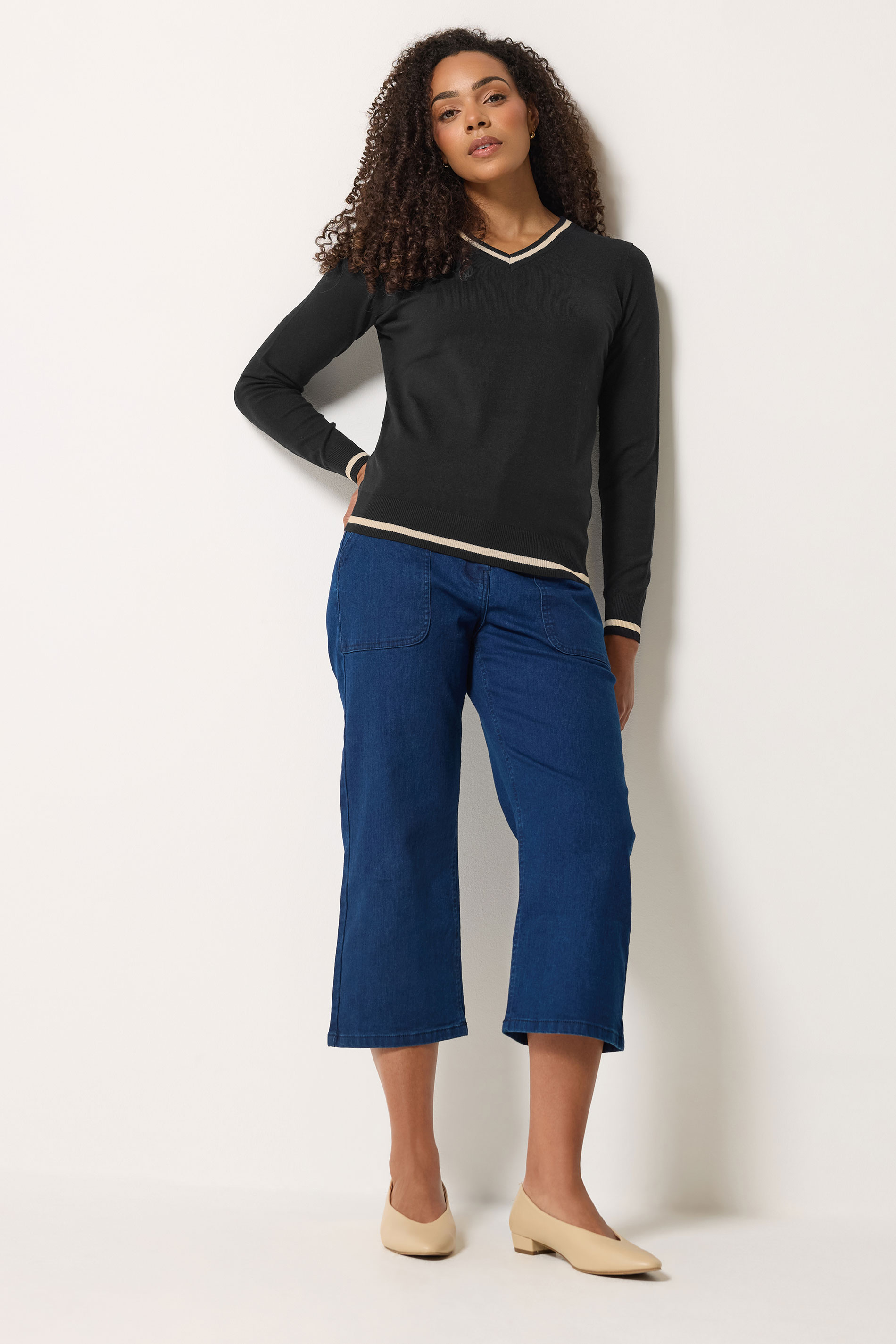 M&Co Black Tipped Long Sleeve Jumper | M&Co
