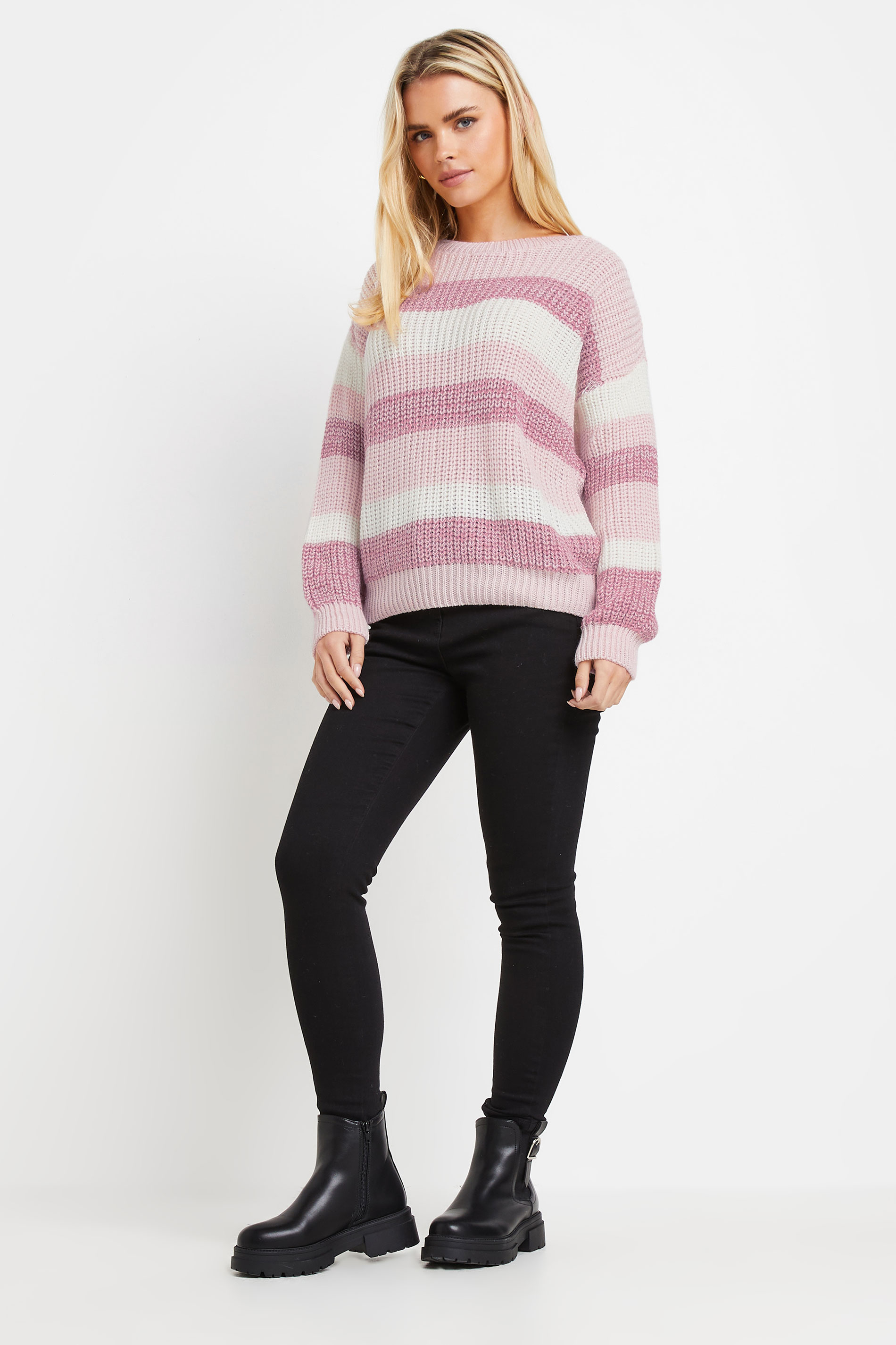 M&Co Petite Pink Striped Space Dye Jumper | M&Co